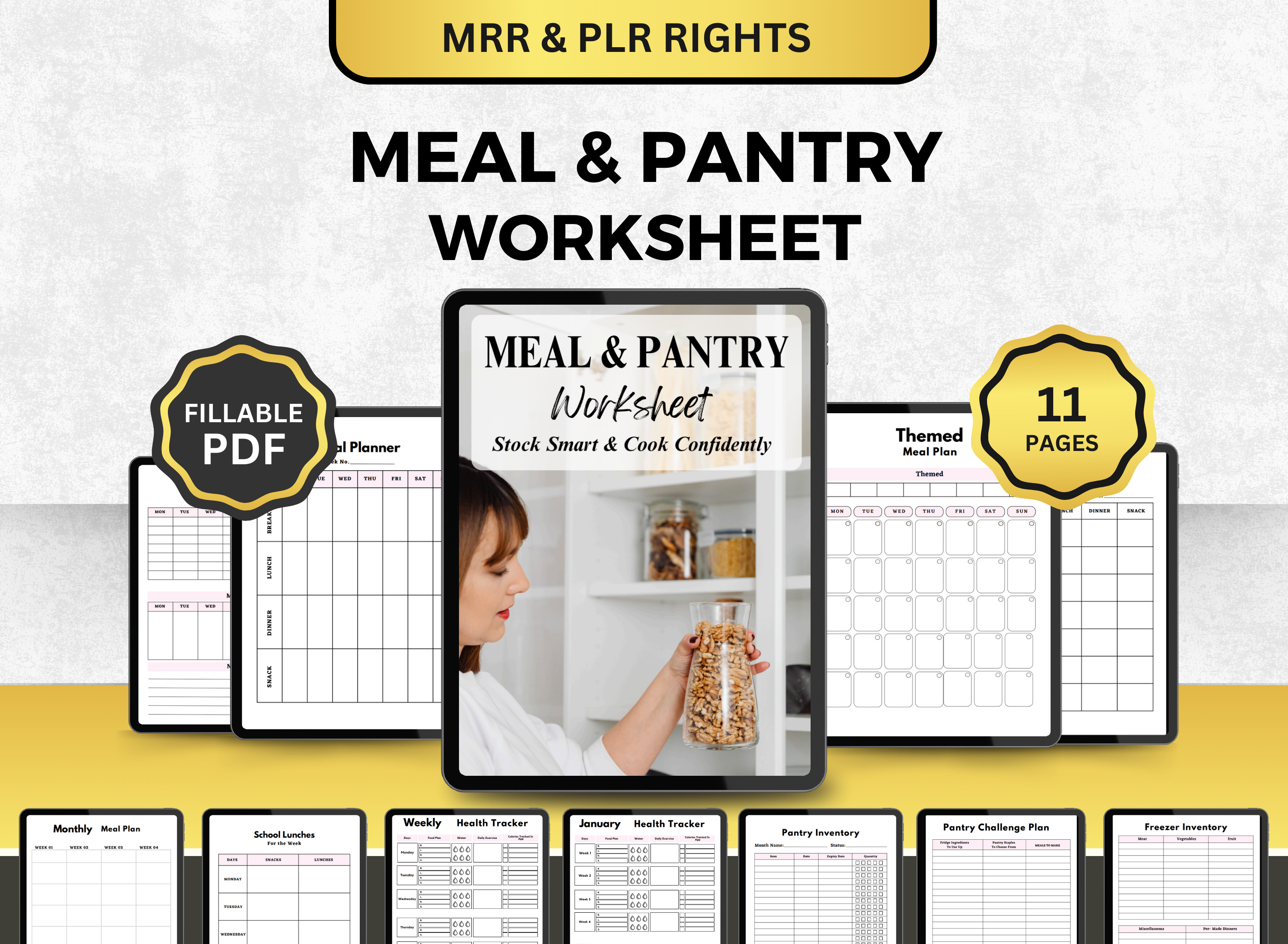 Meal and Pantry Worksheet | Fillable PDF | Printable Planner – PLRDUCK.COM