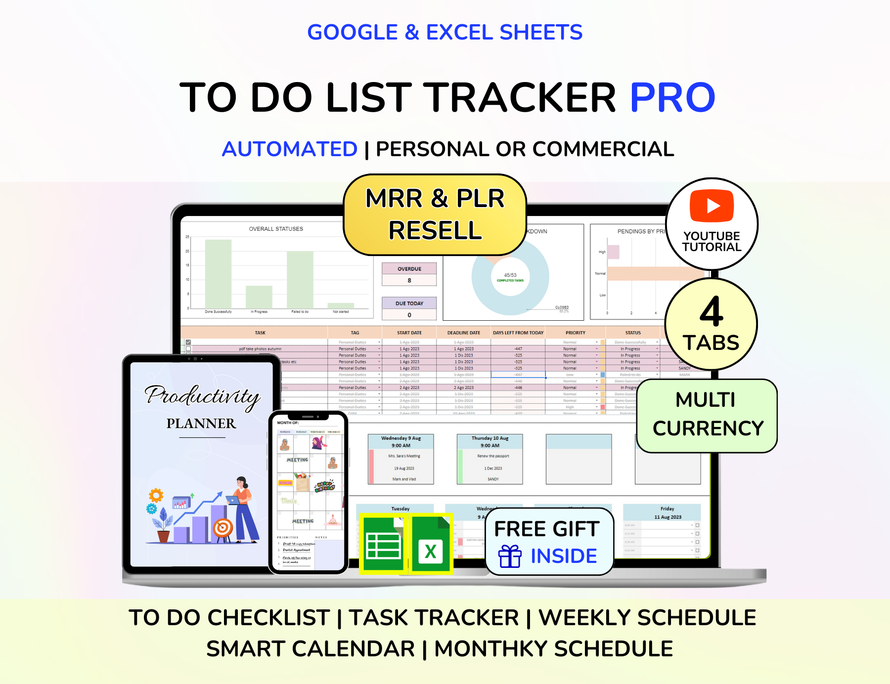 Task Tracker To do List Excel Spreadsheet [ FREE GIFT] – PLRDUCK.COM
