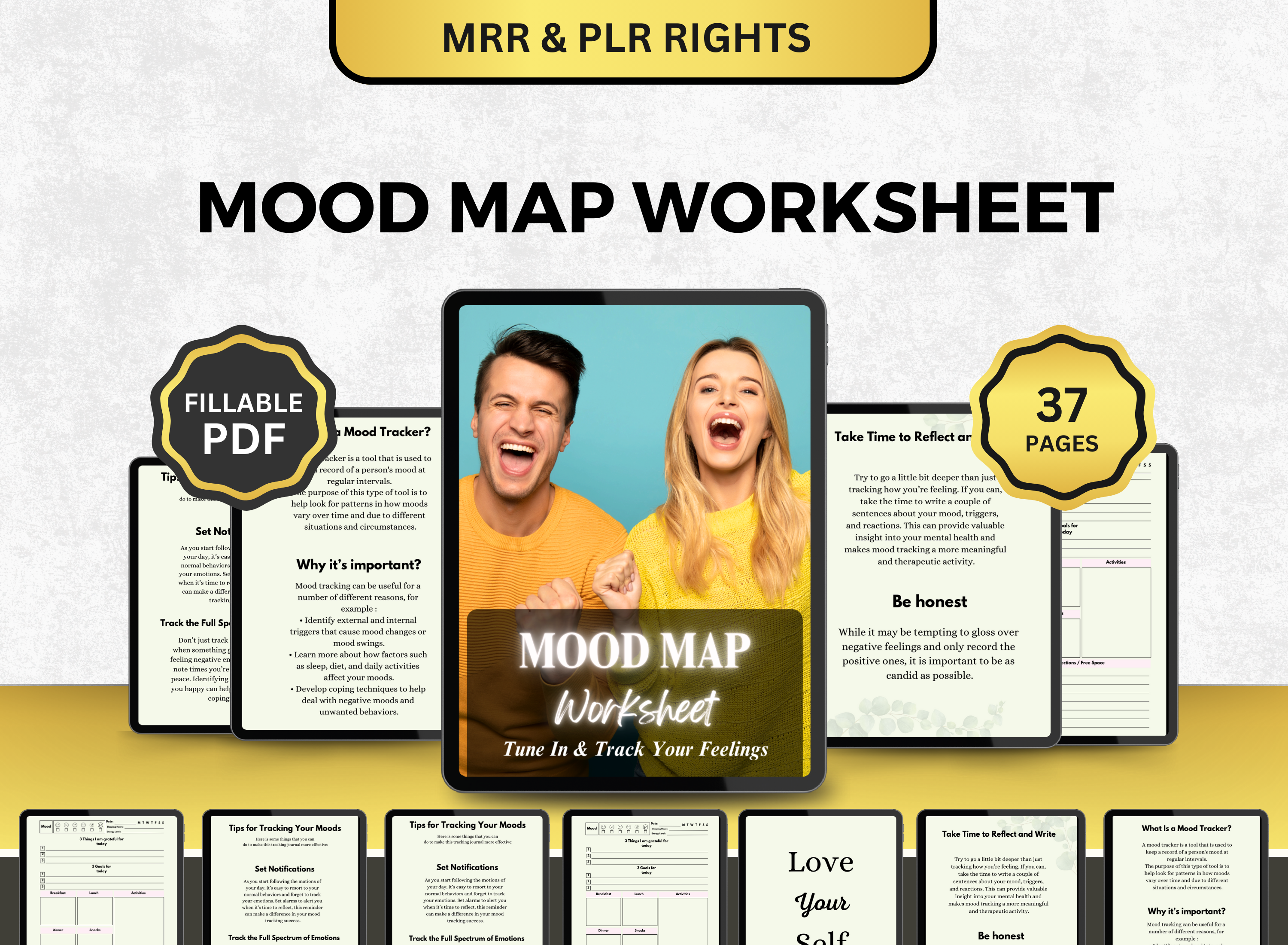 Mood Map Worksheet | Fillable PDF | Printable Planner – PLRDUCK.COM
